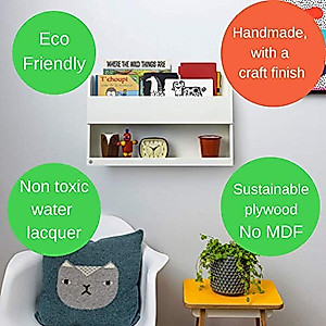 Tidy Books® Bunk Bed Accessories Shelf (Age 6-99) The Original Bunk Bed Buddy™, Bedside Shelf, White Shelves for Kids Room, Loft Bed Shelf, Wood, 13 x 20.9 x 4.7, Eco Friendly, Handmade