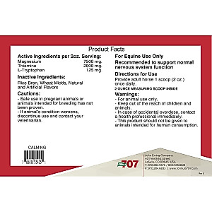 Formula 707 Calming Equine Supplement 10LB Bucket – 80 Servings – Anxiety Relief and Enhanced Focus for Horses – L-Tryptophan, Thiamine & Magnesium