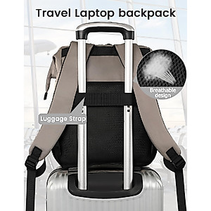 FALANKO Laptop Backpack for Women, Doctor Nurse Teacher Work Travel Backpack for 15.6 Inch Laptop with RFID Anti-theft USB Charging Port College Purse Business Computer Bookbag Grey Black