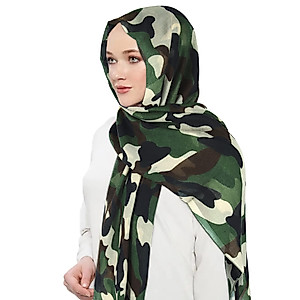GERINLY Scarves - Lightweight Travel Scarf Camouflage Print Shawl Wrap Army Sport Fan Accessories (Army Green)