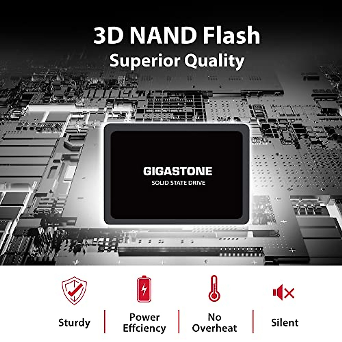 Gigastone 3-Pack 1TB SSD SATA III 6Gb/s. 3D NAND 2.5" Internal Solid State Drive, Read up to 520MB/s. Compatible with PC, Desktop and Laptop, 2.5 inch 7mm (0.28”)