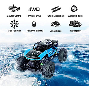 RC Cars 1:12 Remote Control Car, 2.4GHz Waterproof Racing Car Off-Road RC Crawler Toy Gift with Two Rechargeable Batteries