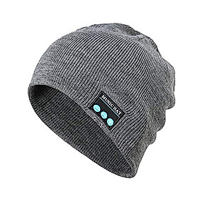 BioRing, Unisex Beanie Hat with Bluetooth Headphones Earphones, Music Hat with Mic. Compatible with All iPhone Samsung Android iPad iPod PC, Handsfree for Phone Call and Sports (Gray)