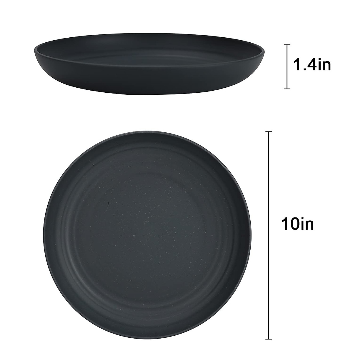 PYRMONT Dinner Plates Set of 8 Unbreakable Wheat Straw Plates 10-inch Large Plates Plastic Plates Reusable Dishwasher and Microwave Safe Unbreakable Plates for Kids (Grey Stone)