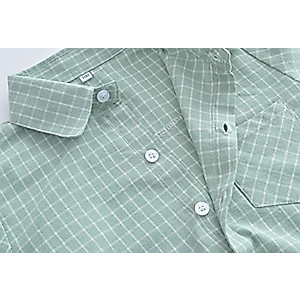 Boys Flannel Shirts Toddler Boy Button Up Shirt Boys Long Sleeve Shirts Kids Buffalo Plaid Shirts Green Boys Shirt 5T