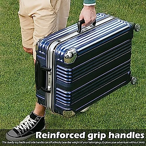 Coolife Luggage Aluminium Frame Suitcase TSA Lock 100% PC 20in 24in 28in (Black, M(24in))