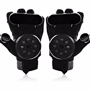LOSENKA Professional Skateboard Gloves with Sliders，Standard Longboard Downhill Slide Gloves Skate Gloves with 2 Slider Puck Set