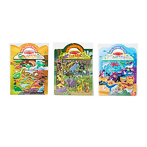 Melissa & Doug Reusable Puffy Sticker Wild Adventures Play Set 3-Pack (118 Stickers: Safari, Dinosaur, Ocean) - FSC Certified