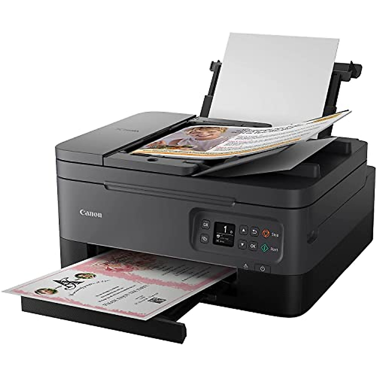 Canon Pixma TR70 Series All-in-one Color Inkjet Printer for Home Office, Print Copy Scan, 13ipm, 4800 X 1200dpi, 1.44" OLED Display, Wireless, with MTC Printer Cable