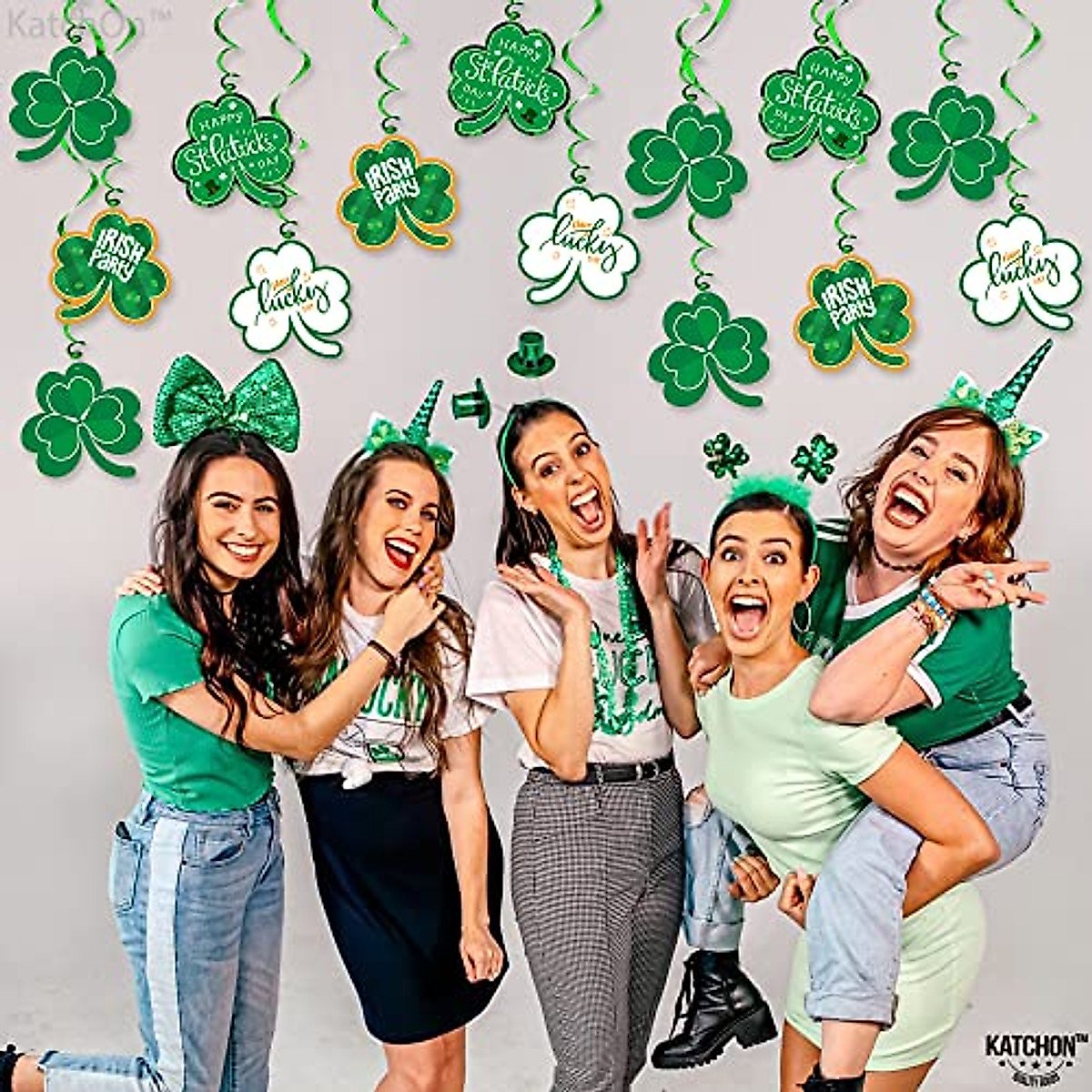 KatchOn, St Patricks Day Hanging Decorations - Pack of 30, No DIY | St Patricks Day Hanging Swirls Decorations | Shamrock Decorations | St Patricks Day Decorations | Saint Patricks Day Decorations