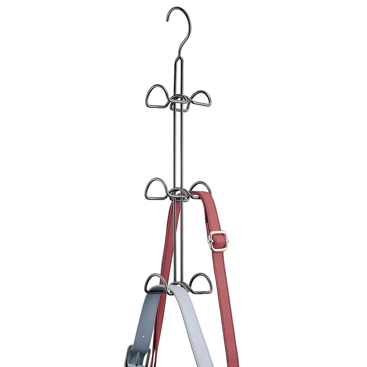 mDesign Metal Wire Over The Closet Rod Hanging Storage Organizer Hanger for Storing and Organizing Purses, Backpacks, Satchels, Crossovers, Handbags - 2 Pack - Graphite Gray