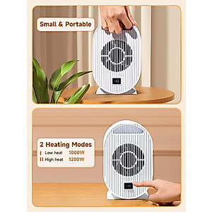 1200W/1000W Space Heater Indoor, 2S Heating Mini Heater Small Heater, 28dB Portable Heater for Bedroom Bathroom Heater, Mini Heater for Bathroom, Bedroom, Office Heater, Mini Desk Heater [Gifts]