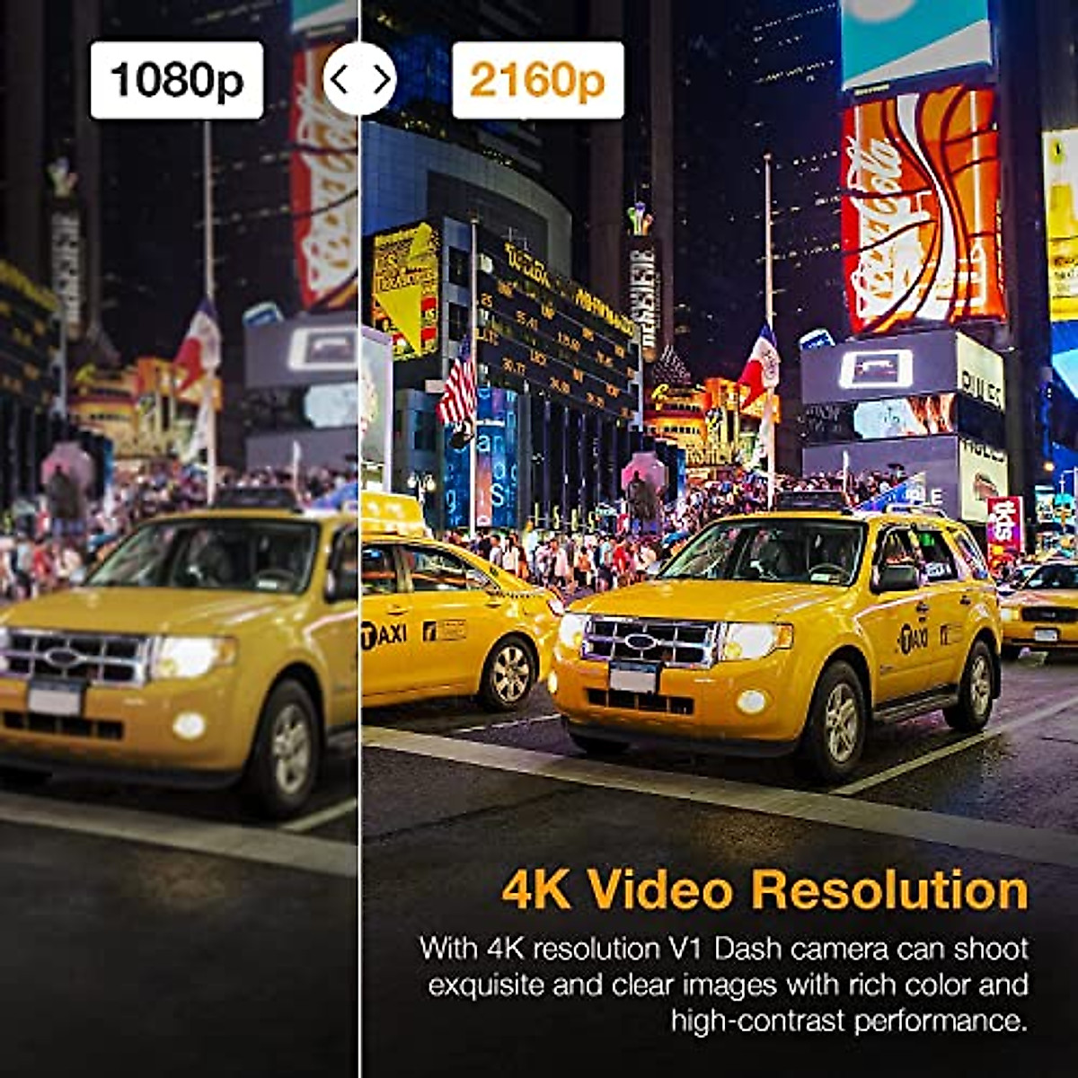 Rexing V1GW-4K Ultra HD Car Dash Cam w/Built-in GPS Logger, 2.4" LCD Screen,Wi-Fi,170° Wide Angle Dashboard Camera Recorder with G-Sensor, WDR, Loop Recording, Supercapacitor, Mobile App, up to 256GB