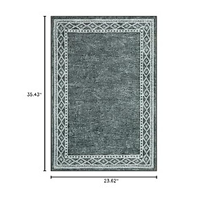Lahome Modern Bordered Bathroom Rugs- 2x3 Entryway Rug Ultra-Thin Soft Small Rug Non-Slip Indoor Door Mat Stain Resistant Accent Carpet Washable Rugs for Bedroom Kitchen Laundry(2x3ft, Gray)