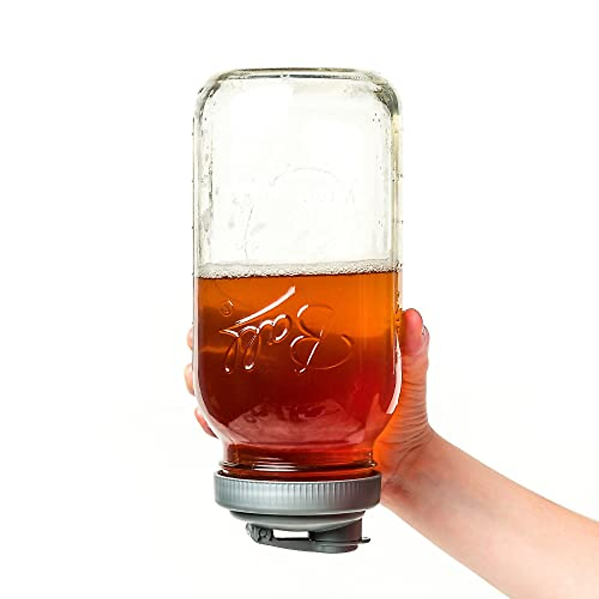 Crave Cold Brew Coffee Maker with American made Flip Cap Lid and 2 Quart Glass Mason Jar, Pour Spout, and Stainless Steel Filter. Perfect for Coffee, Tea, and Water Infusions