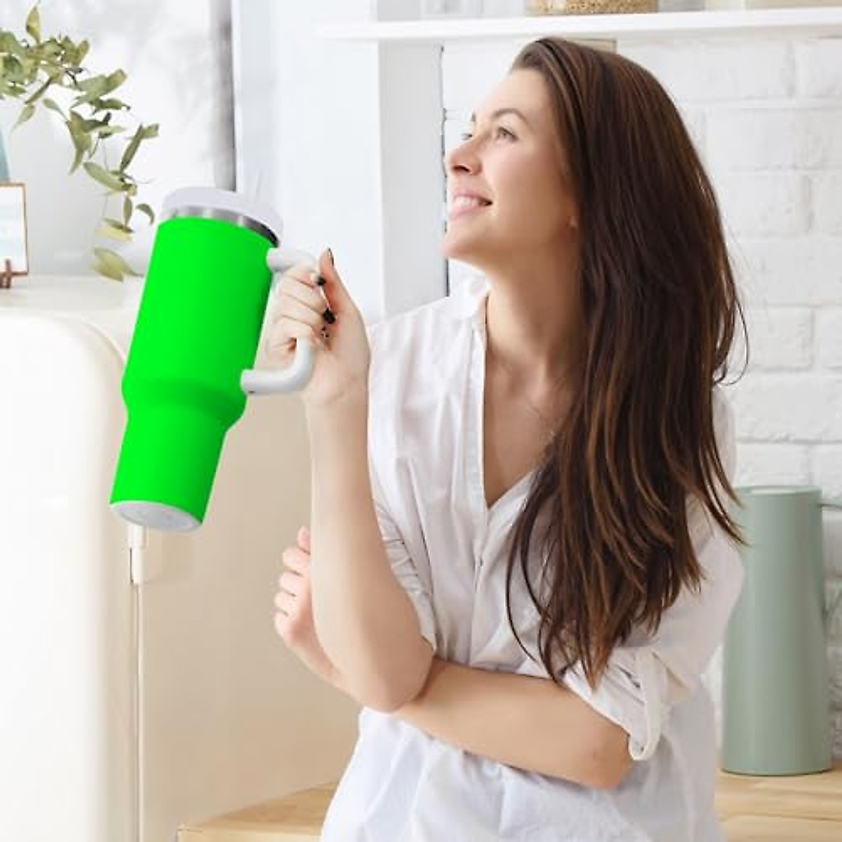 MCHIVER Neon Green Tumbler with Lid and Straw 40 oz Insulated Water Bottle Leakproof Water Tumblers for Hot and Cold Drinks