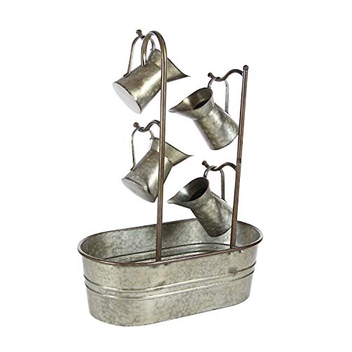 Deco 79 Metal Fountain with Watering Cans, 24" x 13" x 34", Gray