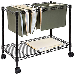Mount-It! Rolling File Cart with Wheels | Mobile Hanging File Folder Rack | Single Tier with Storage Rack and Locking Casters | Fits Letter and Legal Size Filing Folders | 23" W x 13.5" D x 20" H