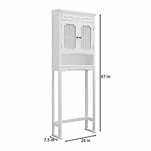 Elegant Home Fashions Lisbon Wooden Space Saver with Drapery-Lined Doors, White