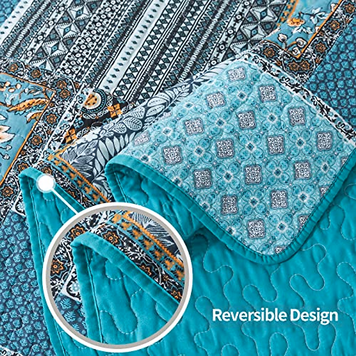 VAPUTAR Cotton King Quilt Sets + Microfiber Paisley King Quilt Sets 2 Pack