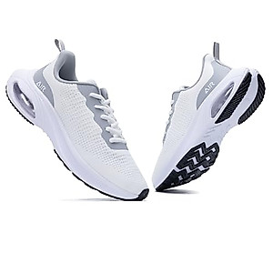 JARLIF Air Running Shoes for Women Athletic Tennis Sport Shoes Casual Walking Gym Jogging Sneaker GrayWhite 8.5