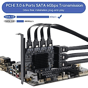PCIE 4X SATA Card 10 Ports,with 10 SATA Cables and Low Profile Bracket, PCIE to SATA 3.0 6 Gbps Controller, PCIE to SATA Expansion Card,SATA Controller,SATA PCIE Card,ASM1166+JMB575 Chips
