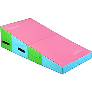 Cheese Mat Incline Wedge Mat 47''x24''x14''/59"x30"x14" Gymnastics Ramp Cheese Slope Mat Skill Shape Tumbling Mat Gym Fitness by M HI-Mat (Red-Green-55''x28''x14'')