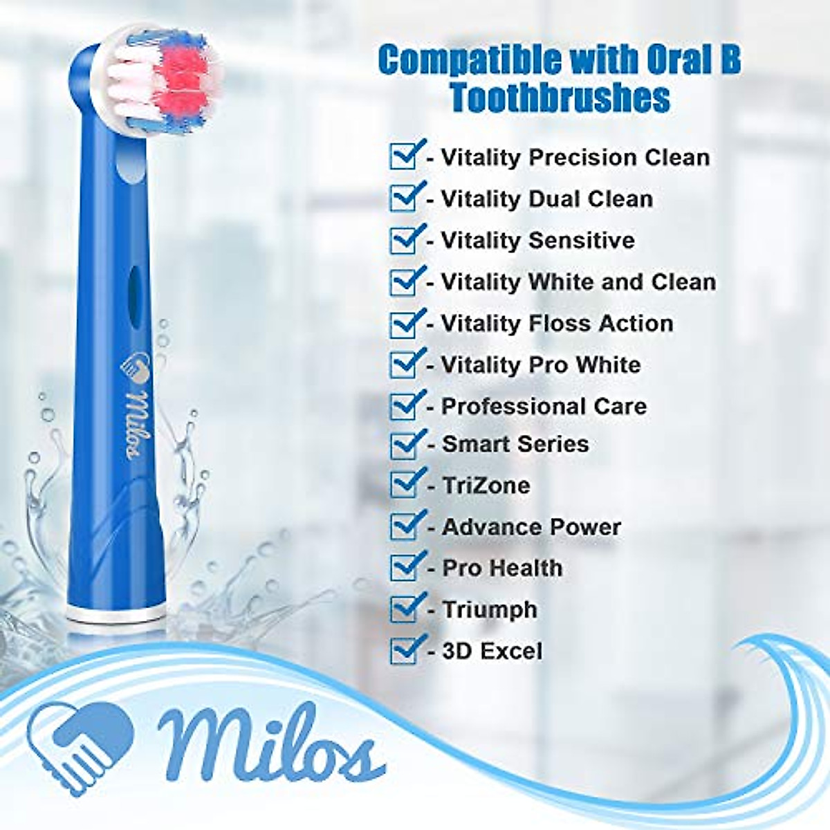 Milos Replacement Toothbrush Heads for Kids - Pack of 16 Oral B and Braun Compatible Replacements