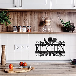 QUEEN KING Metal Kitchen Wall Decor, Kitchen Signs Wall Decor, Rustic Metal Kitchen Decor Sign, Country Farmhouse Wall Art Decoration for Home, Kitchen or Dining Room 13.8 x 8.8 Inches (Black)