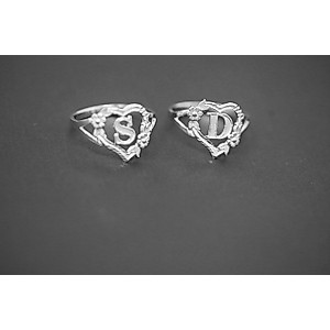 CaliRoseJewelry 14k Initial Alphabet Personalized Heart Ring in White Gold (Size 4.25) - Letter T