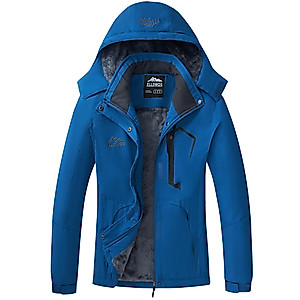 ELLSWOS Womens Winter Coats Waterproof Ski Jacket Warm Snow Jackets Windproof Windbreaker Hooded Raincoat