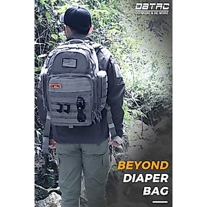 Diaper Bag Backpack for Dad, DBTAC Large Baby Nappy Bag for Men w/Changing Mat, Insulated+Wipe Pockets, Stroller Straps, Grey