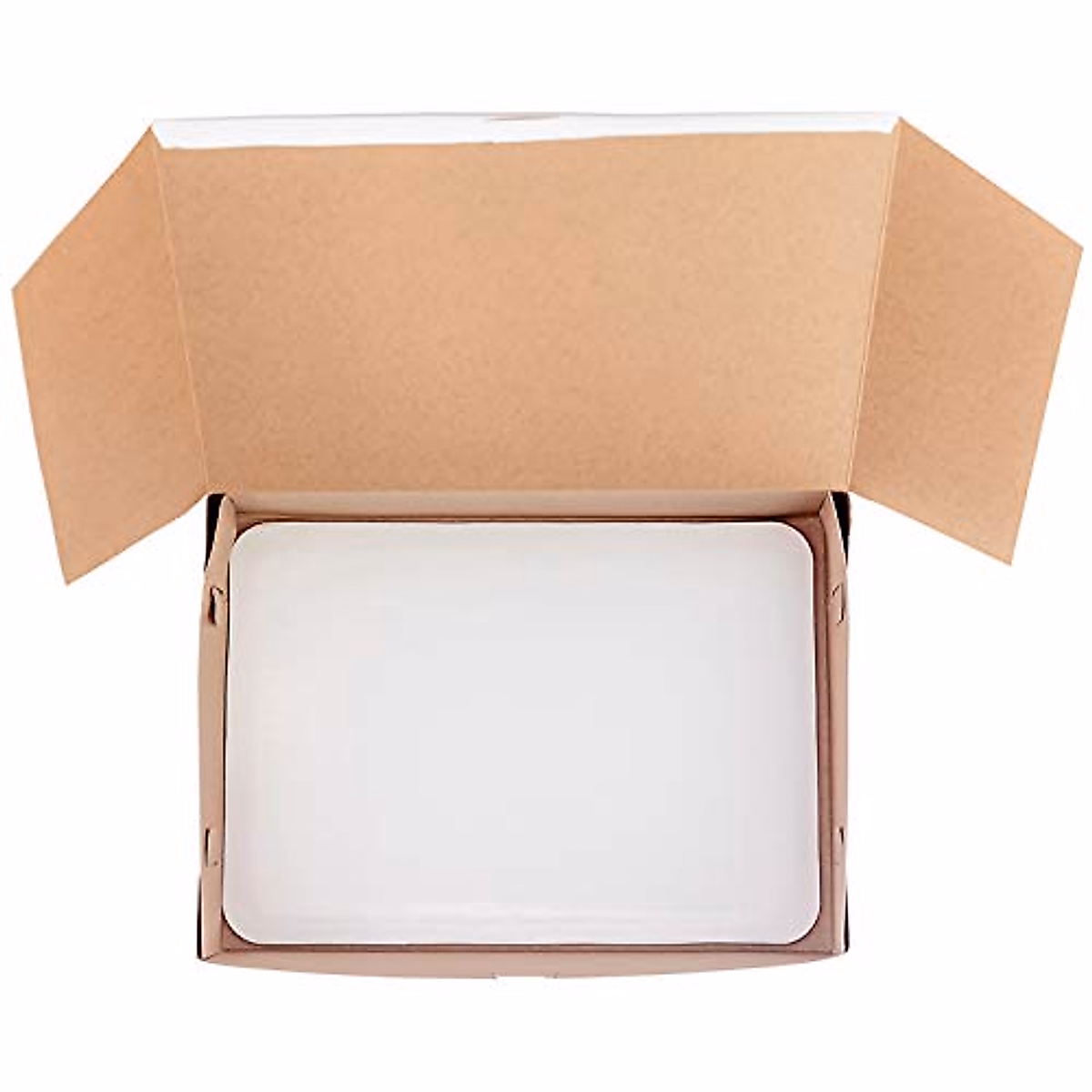 Made in USA Recycled White Kraft Cake Box & Rectangular Cake Boards (Pack of 5 – Front Loading)