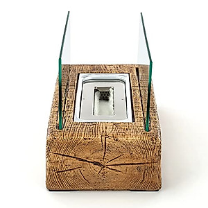 Home Zone Living Concrete Portable Tabletop Rectangle 13” Mini Fire Pit Bowl w/Wick, Indoor, Outdoor Use, Patio, Deck, Balcony Safe, Ethanol Alcohol, Smokeless, Long Burning, Fireplace, Soot Free