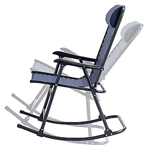 UYSB Folding Gravity Rocking Chair Rocker Outdoor Patio Headrest Blue Chair Rocking Chair Rocker Chair Rocker Camp Chair Rocker Recliner Rocking Camp Chair Rocking Chairs Outdoor Rocking