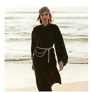 Glamorstar Multilayer Chain Belts for Women Girls Metal Waist Chain for Dress Gold 110CM