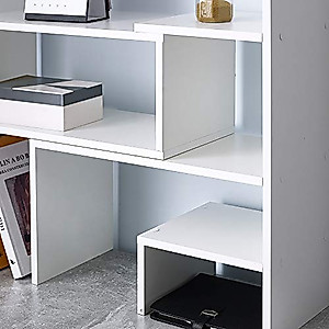 Yak About It Compact Adjustable Dorm Desk Bookshelf - White