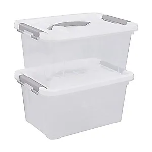 Saedy Clear Plastic Storage Bins/Containers, Multi-purpose Storage Box 6 Quart, Set of 2