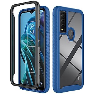 Asuwish Phone Case for TCL 30XE/30V/4X/20AX/20A/20R/Bremen 5G with Tempered Glass Screen Protector Hybrid Rugged Protective Cell Cover TLC T601DL 30 XE XE5G V 20 AX R A 6.67 Women Men Blue