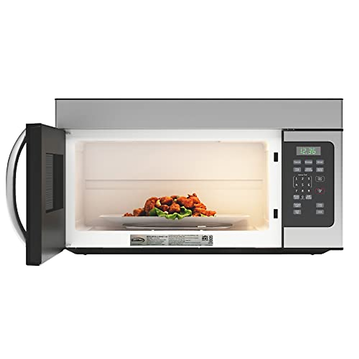 KoolMore KM-MOT-1SS 1.6 Cu. Ft. Over The Range Microwave Oven Lamp and 300CFM Recirculation Vent Hood, Auto Cook Menus, Reheat Function, 10 Power Levels, Timer, and Weight Defrost, Silver