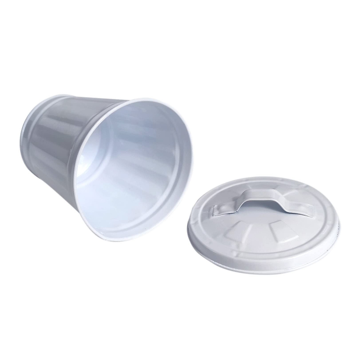 AITING Mini Trash can & Iron Garbage can Pencil Cup Holder 2pcs (White)