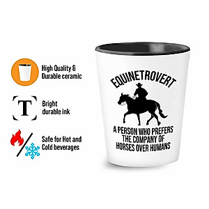 Flairy Land Equestrian Shot Glass 1.5oz - Equinetrovert - Horse Gifts for Women Cowgirl Horse Riding Horseback Rider Equestrian Horsewoman Horseman