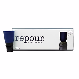 Repour Wine Saver - Wine Preserver and Stopper, Removes harmful oxygen from your wine, simply and effectively,Indigo Blue,10 Pack