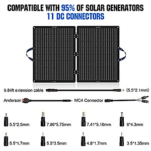 ECO-WORTHY 120W Foldable Solar Panel for Jackery Explorer/Flashfish/BALDR/Goal Zero Portable Generator Power Station, with 20A Charge Controller to Charge 12V Battery