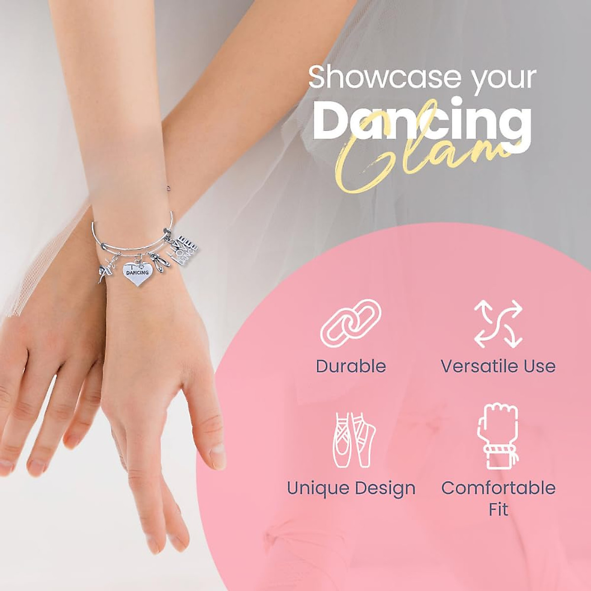 Infinity Collection Dance Bracelet- Dancer Gift for Girls, Dance Jewelry -Gift For Dance Recitals, Dancers and Dance Teams, Dance Accessories, Jewelry for Granddaughter Daughter Niece