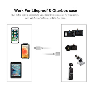 EMATETEK Braided i-Phone Extension Cable Pass Video Audio Music Photo Data, Charge. 1PCS 3.3Feet Male to Female i-Phone Extender Cord Made of Sliver Aluminum & White Braided.(3.3Feet)