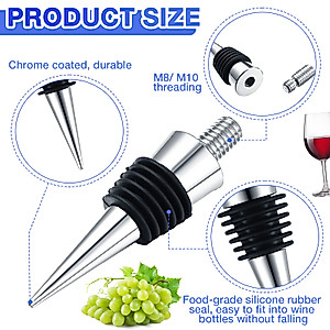 24 Pieces Classic Bottle Stopper Zinc Alloy Wine Bottle Stopper Kits Rubber Wine Stoppers Kits Ring Wine Topper Reusable Wine Corks Bottle Stopper Inserts Set for Wedding Party Bar Turning DIY Craft