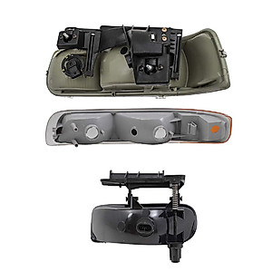 Brock Replacement 6 Pc Set Headlights Replacement Fog Lights & Side Signal Marker Lights Compatible with 1999-2002 Silverado Pickup Truck