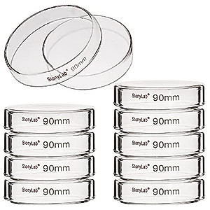 stonylab 10pk Glass Petri Dishes, 90x20 mm Autoclavable Borosilicate Glass Cell Culture Dishes Petri Dishes with Clear Lid for Laboratory