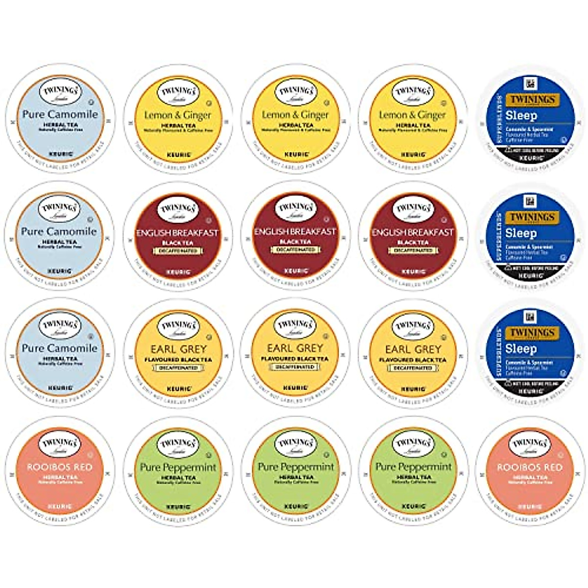 By The Cup Twinings Herbal & Decaffeinated Sampler Assorted Keurig 2.0 K-Cups with By The Cup Honey Sticks, 20 Count